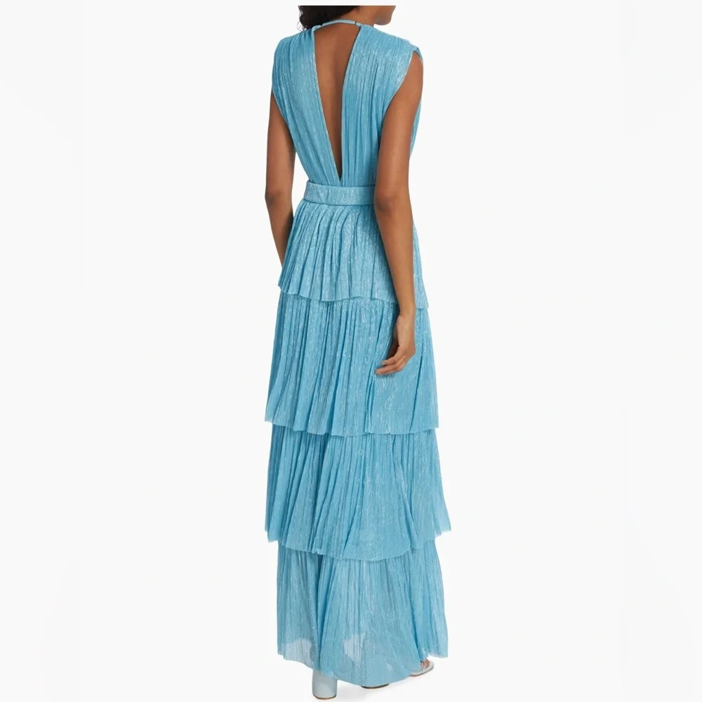 Sabina Musayev | Dresses | Sabina Musayev Skylar Tiered Belted Metallic ...